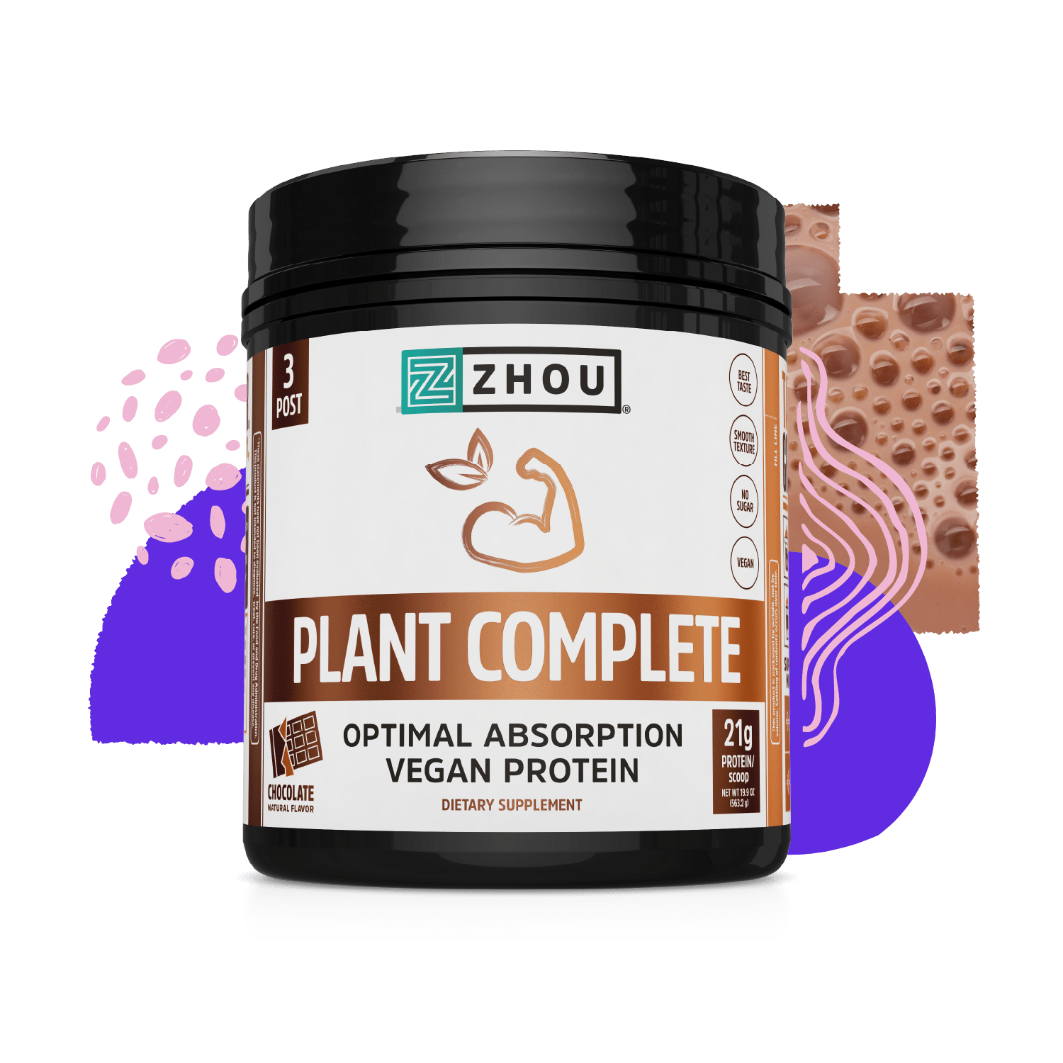 Zhou Nutrition Plant Complete Chocolate Protein Powder – Better Being ...