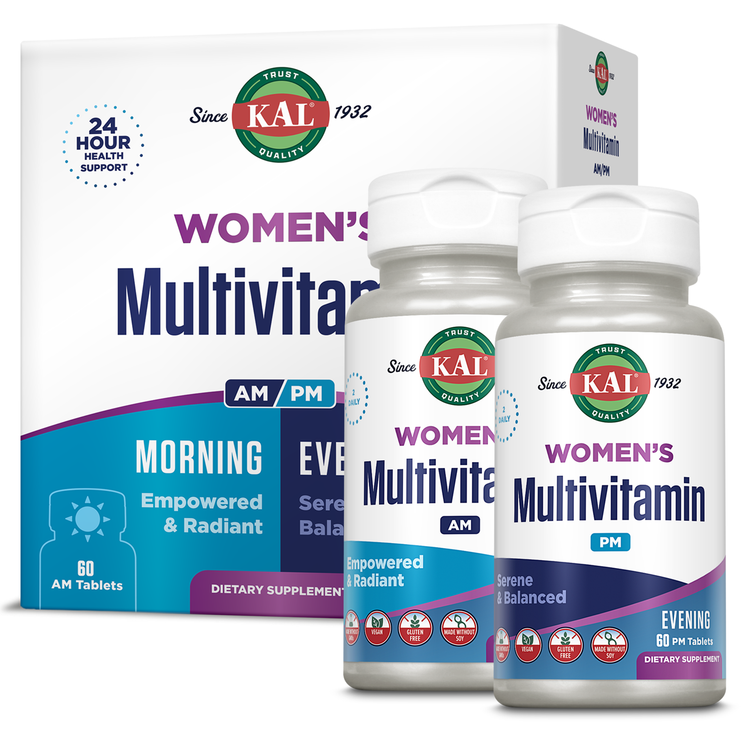 KAL Women's Multivitamin AM/PM, 2-in-1 Multivitamins for Women with As ...