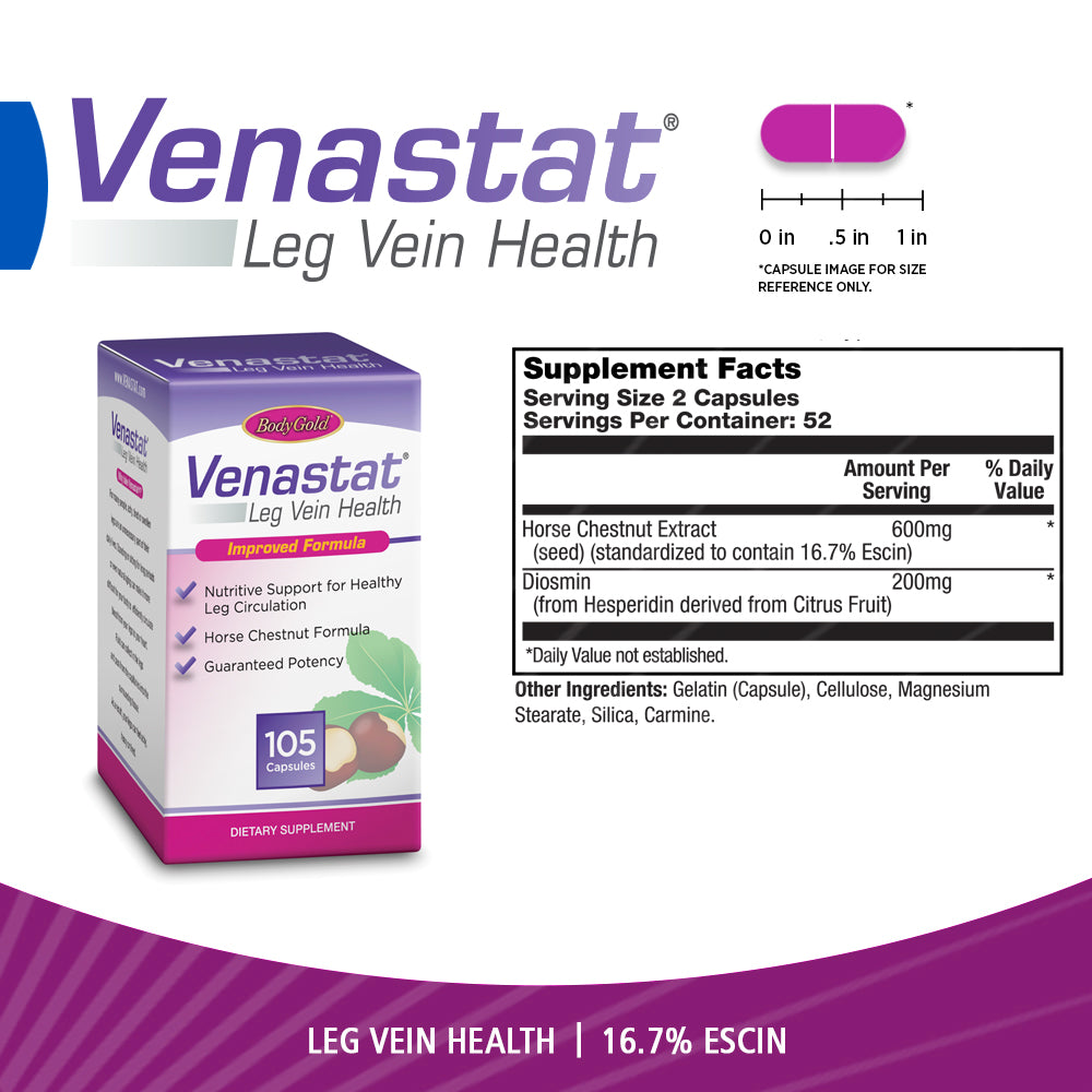 Body Gold Venastat Leg Vein Health, Bonus Pack 60+45, Capsules , 105 e ...