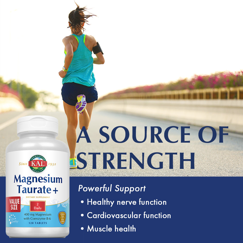 KAL Magnesium Taurate Plus 400mg w/ Coenzyme B6 | Highly Bioavailable ...
